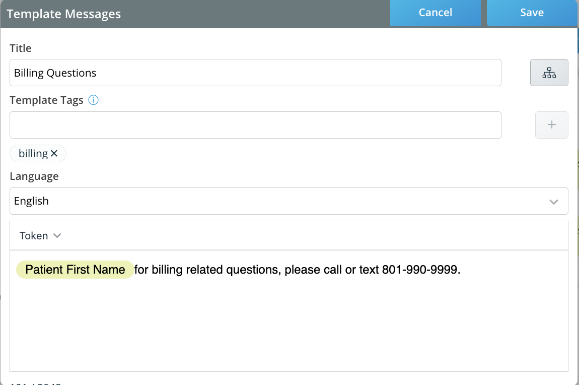 Create or edit a template message in Conversations