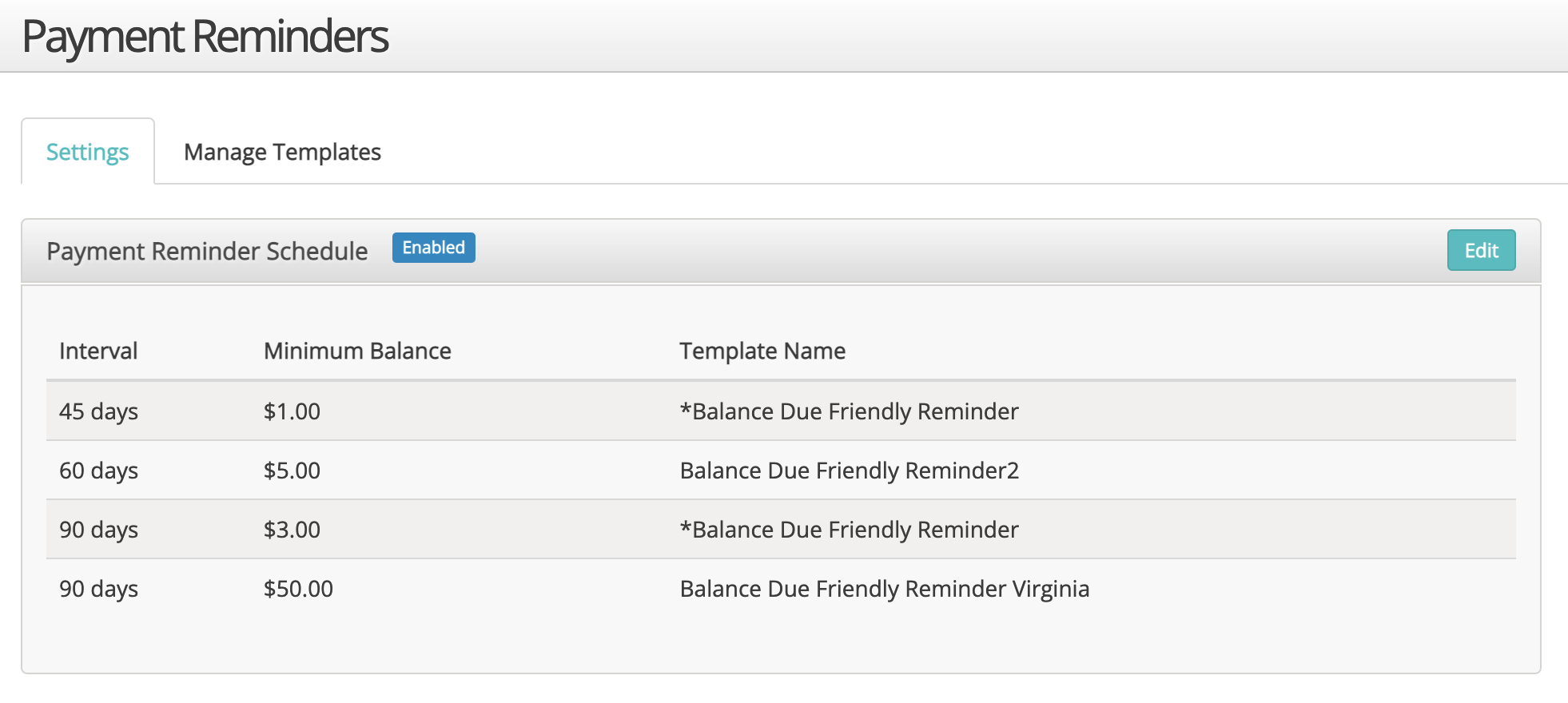 Add or remove an interval from your payment reminder schedule