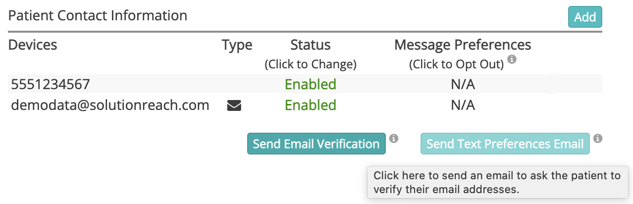 Request email verification from a patient