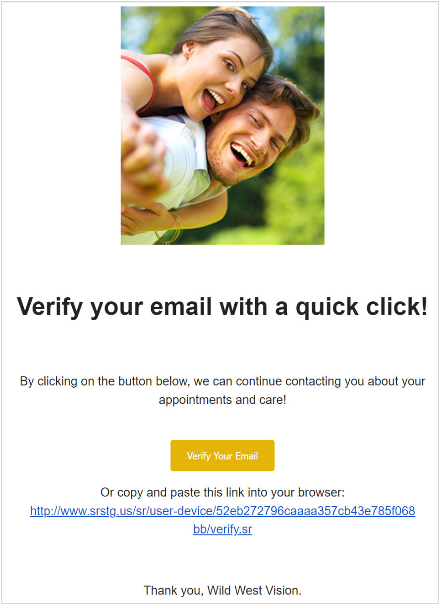Request email verification from a patient