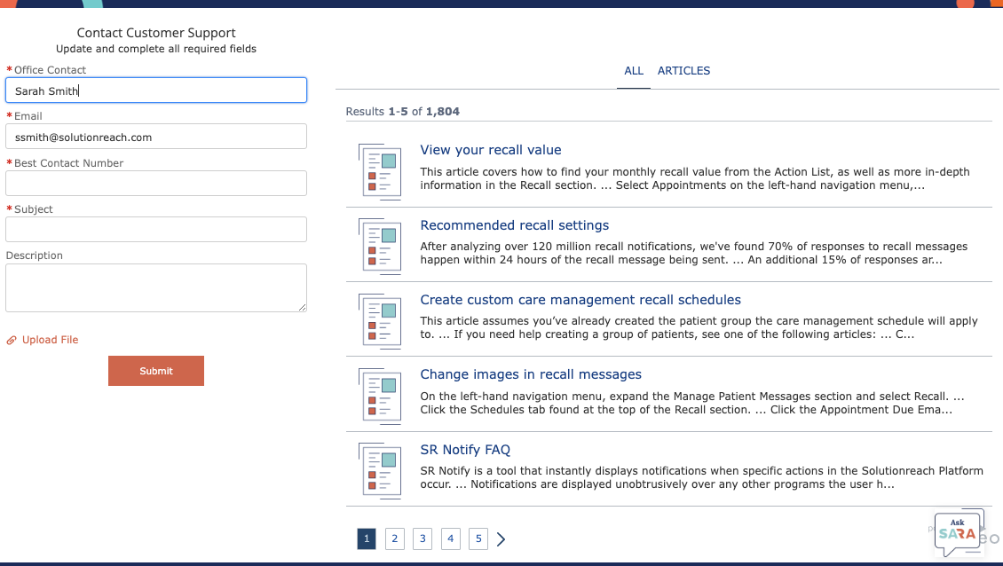Open a Solutionreach support case